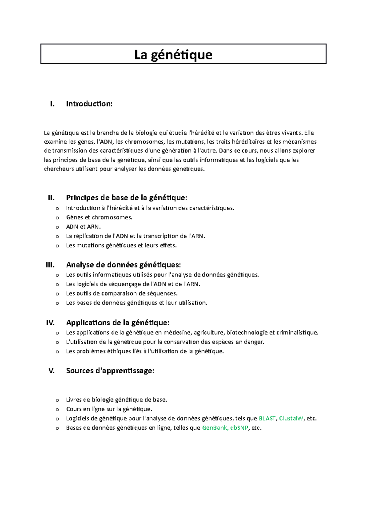 La génétique - Introduction: La génétique est la branche de la biologie ...