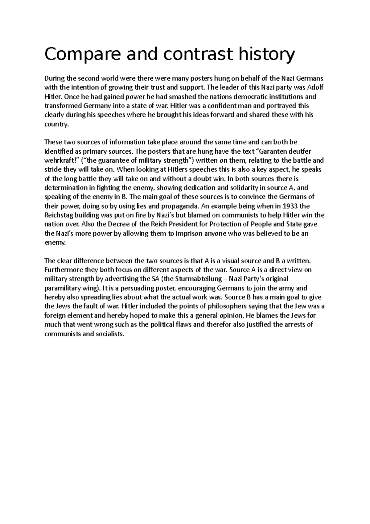 Compare and contrast ww2 - Compare and contrast history During the ...