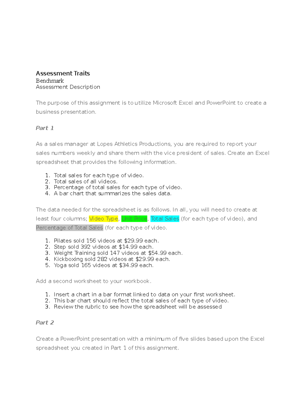 Assessment Details - Assignments Instructions - Assessment Traits ...