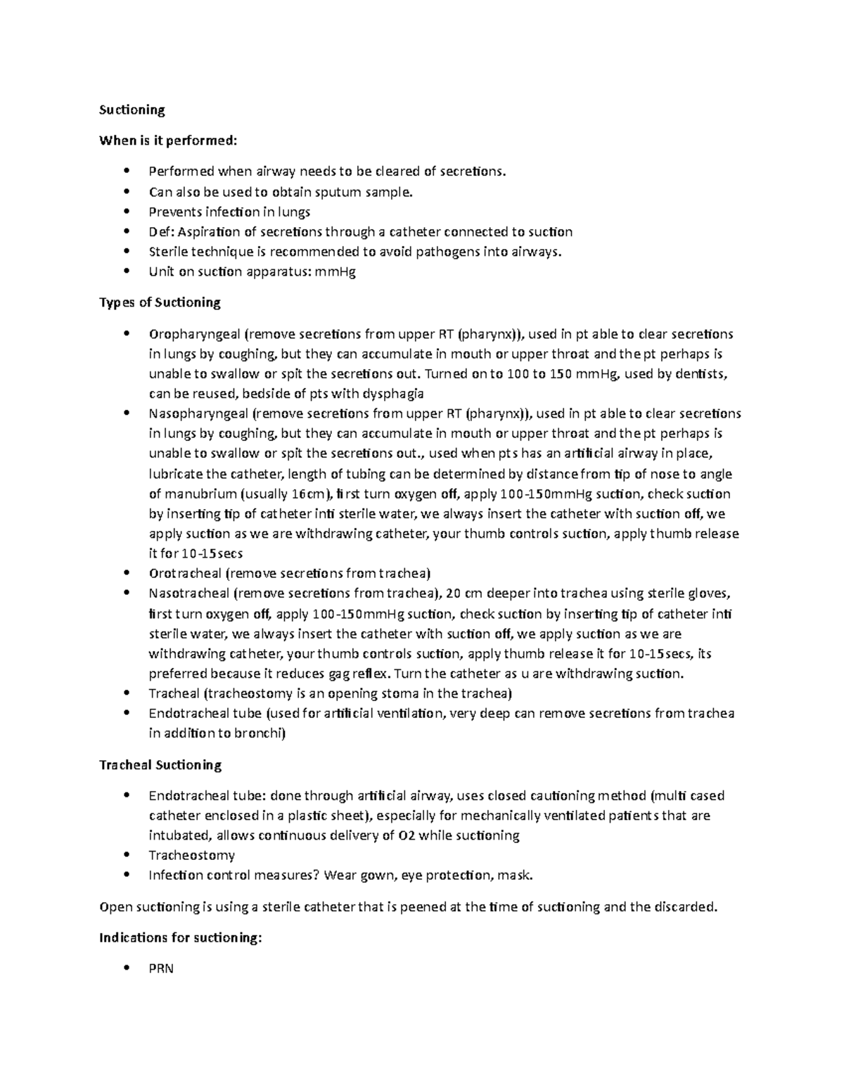 Suctioning notes lecture 7 - Suctioning When is it performed: Performed ...