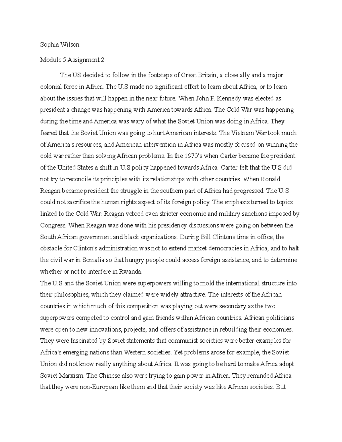 Module 5 Assignment 2 - Sophia Wilson Module 5 Assignment 2 The US ...