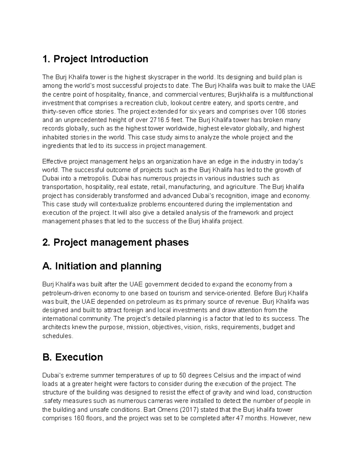 Analysis OF BURJ Khalifa Design AND Build - 1. Project Introduction The ...