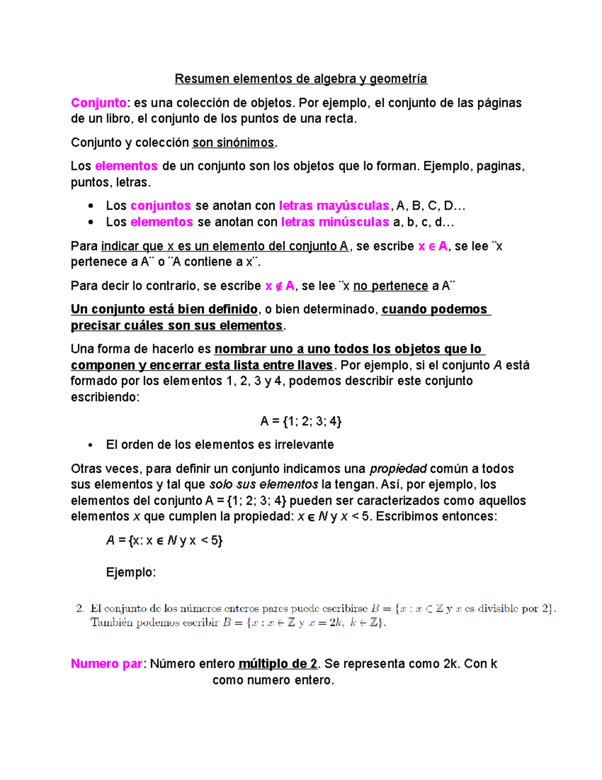 Resumen elementos de algebra y geometría - Resumen elementos de algebra ...