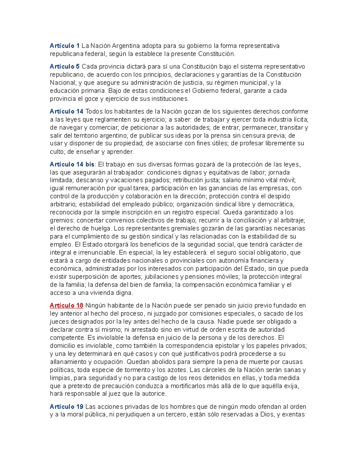 Artículo 1 - articulo - Artículo 1 La Nación Argentina adopta para su ...