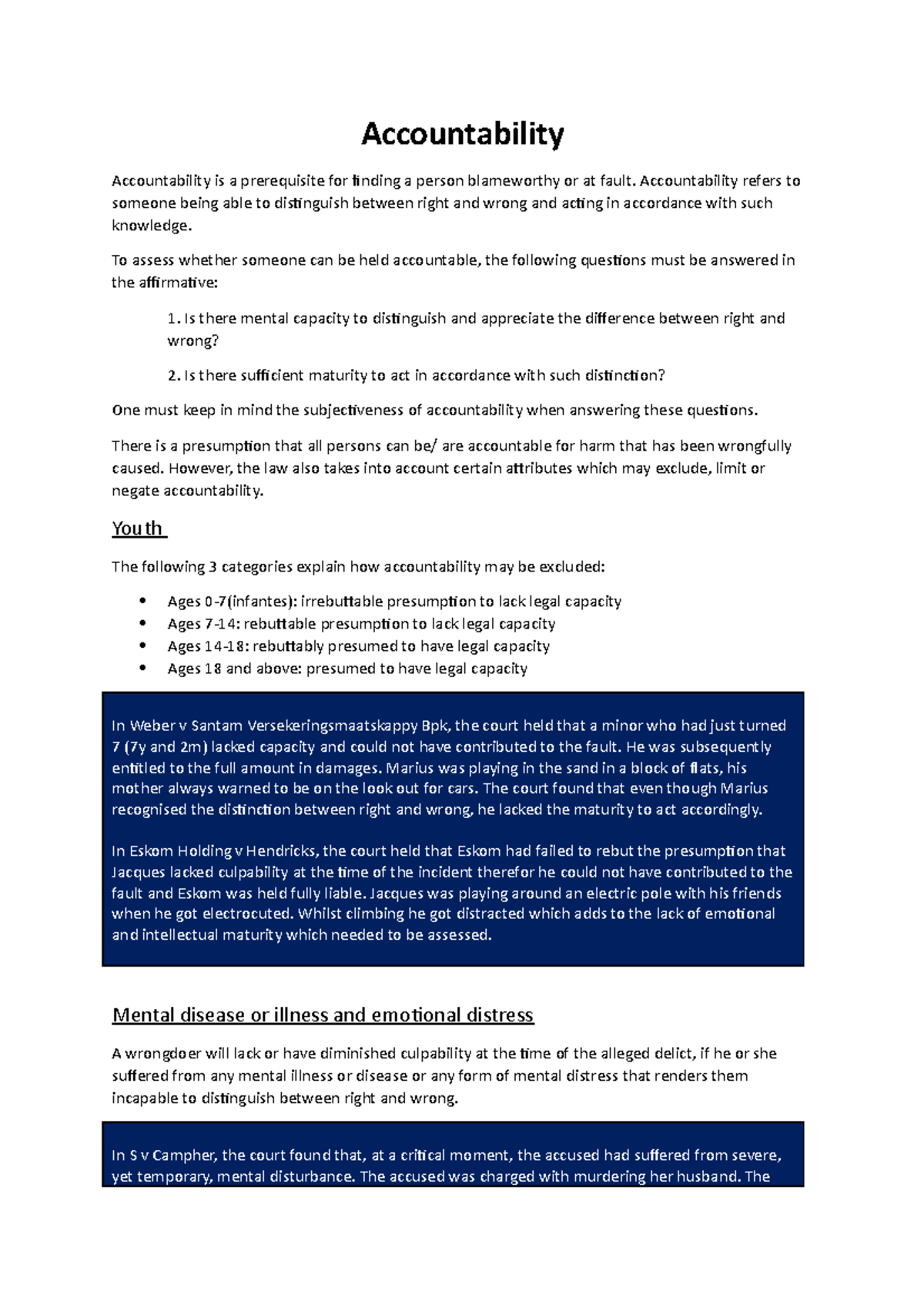 Chapter 6 Fault - Accountability Accountability is a prerequisite for ...