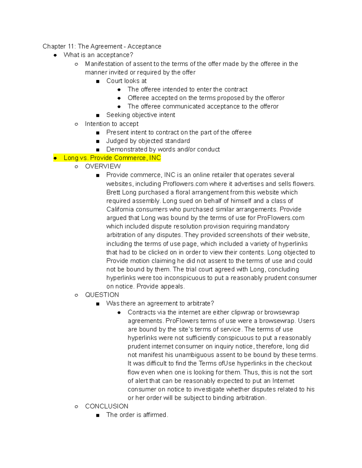 Chapter 11 The Agreement Acceptance - Chapter 11: The Agreement ...