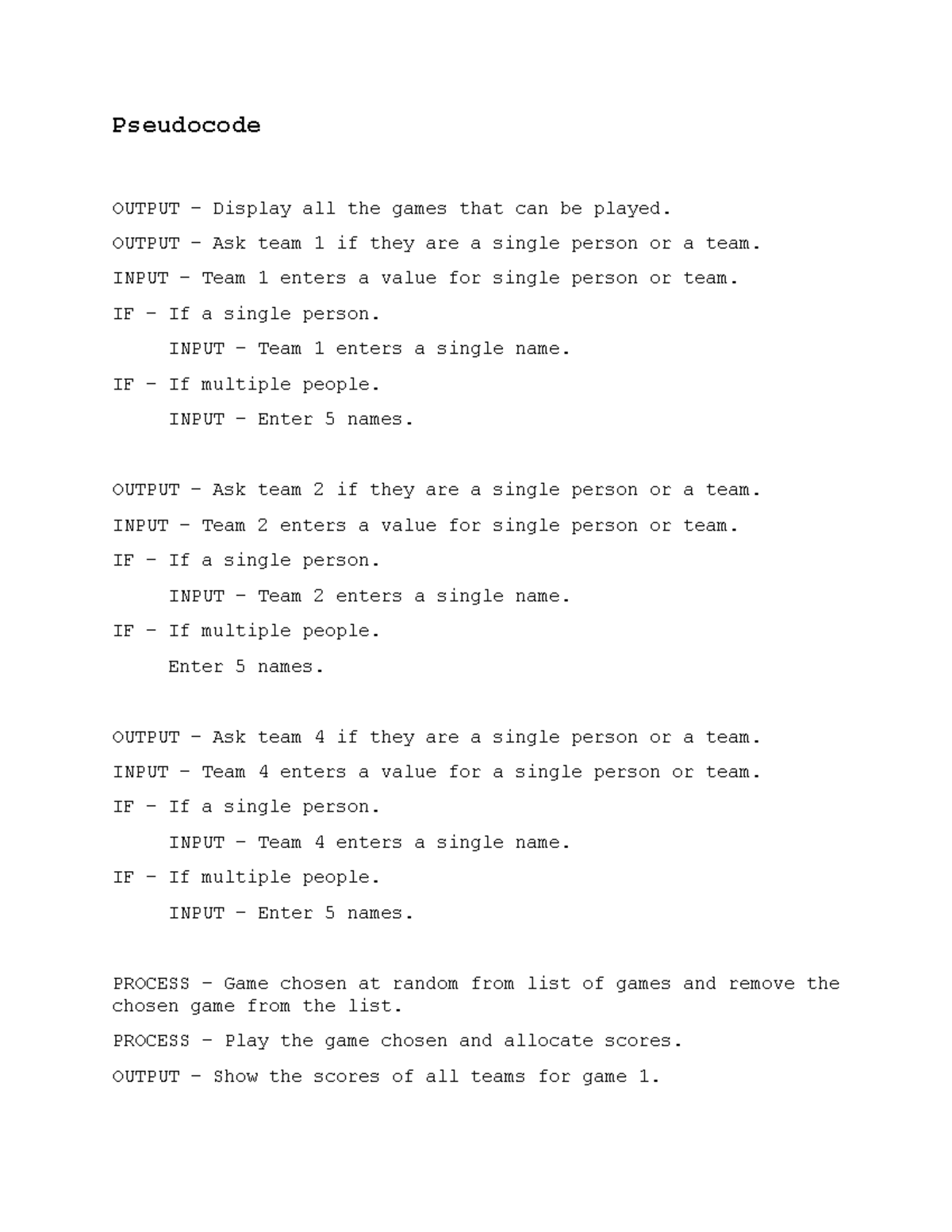 The world of creating a website - Pseudocode OUTPUT – Display all the ...