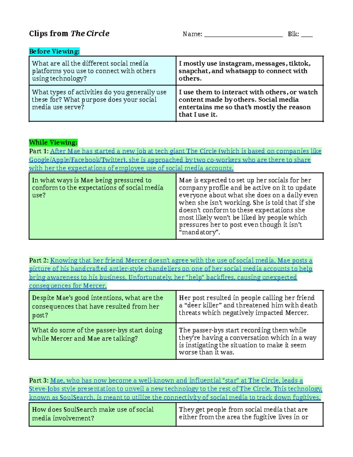 Copy of Clips from The Circle - Clips from The Circle Name ...