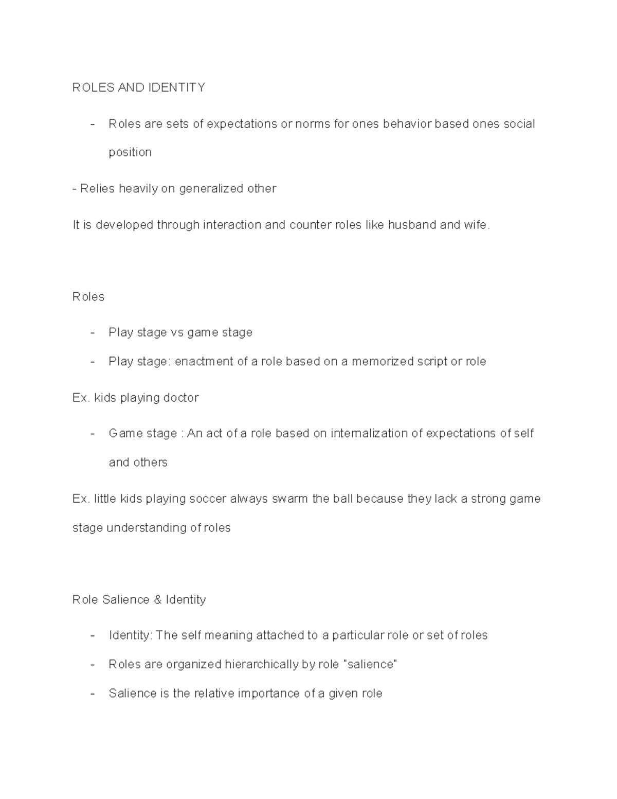 Roles and identity - Notes for exam and quizzes - ROLES AND IDENTITY ...