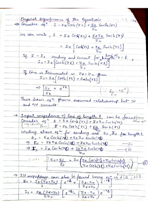 1. Line of Cascaded T sections, General solution of transmission line ...