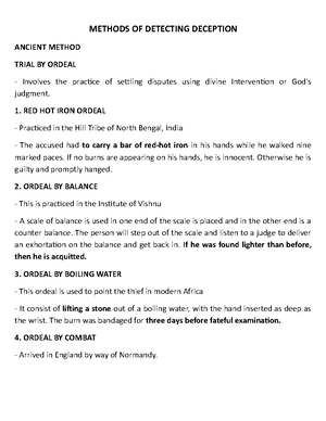 LIE Detection Techniques - UNIVERSITY OF CEBU MAIN CAMPUS COLLEGE OF CRIMINAL JUSTICE CENTER OF ...