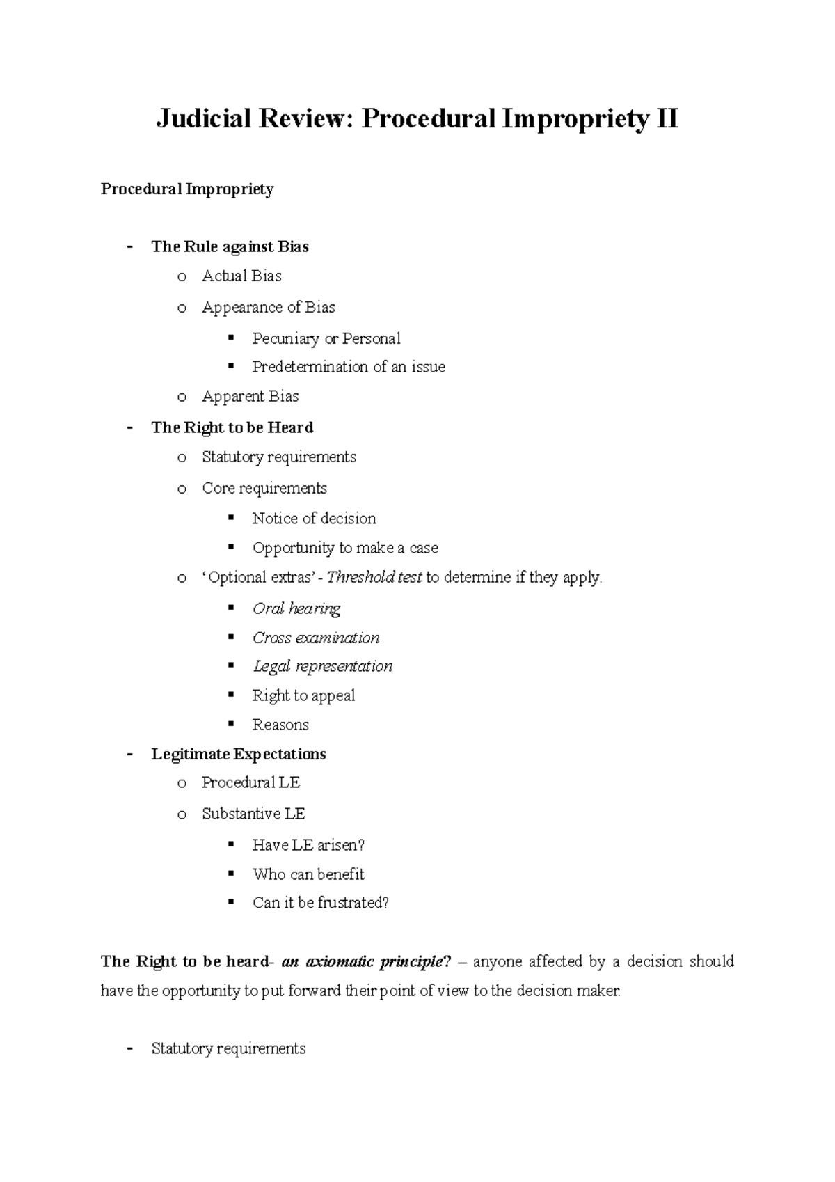Procedural Impropriety II - Public law 2020-2021, Queen Mary University ...