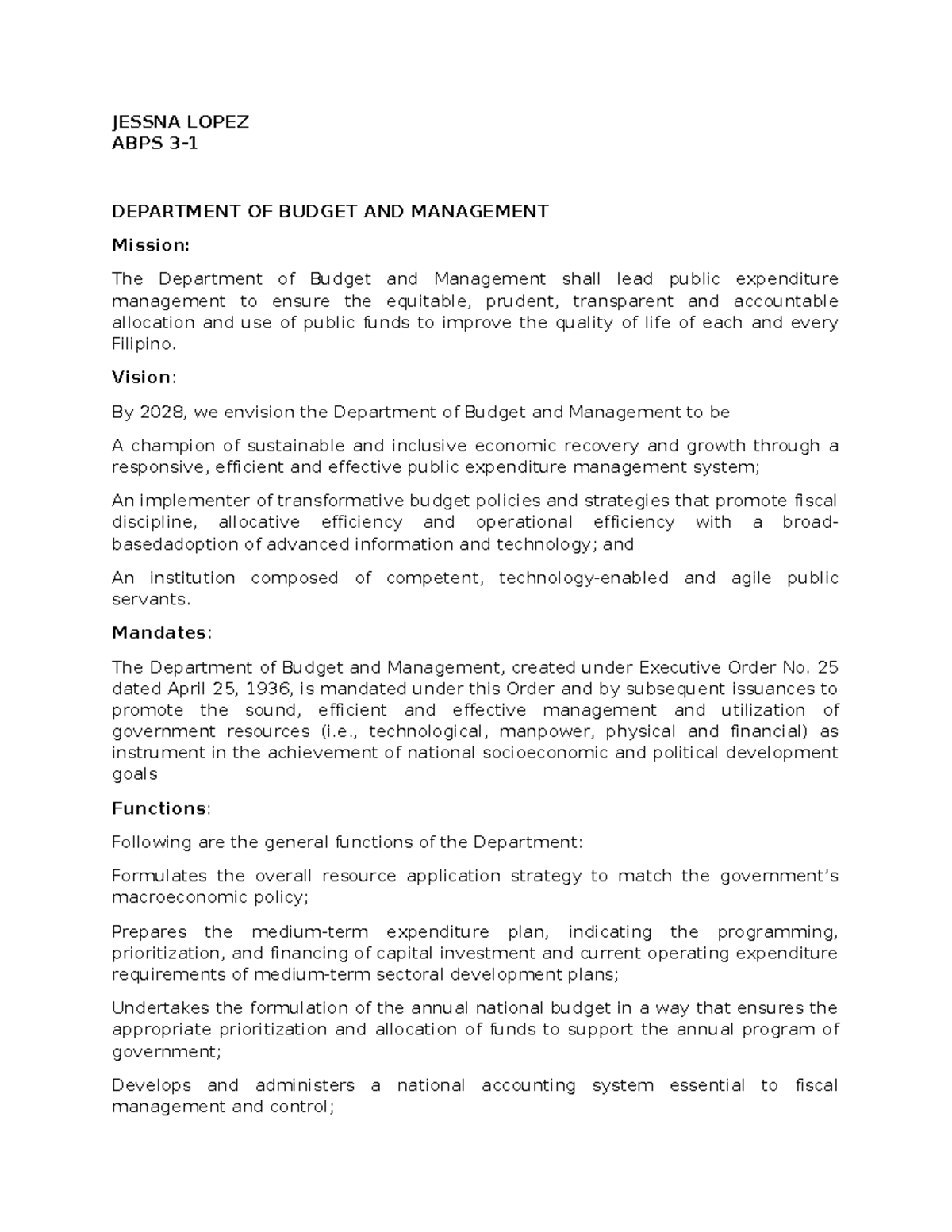 20 government agencies of the philippines - JESSNA LOPEZ ABPS 3 ...