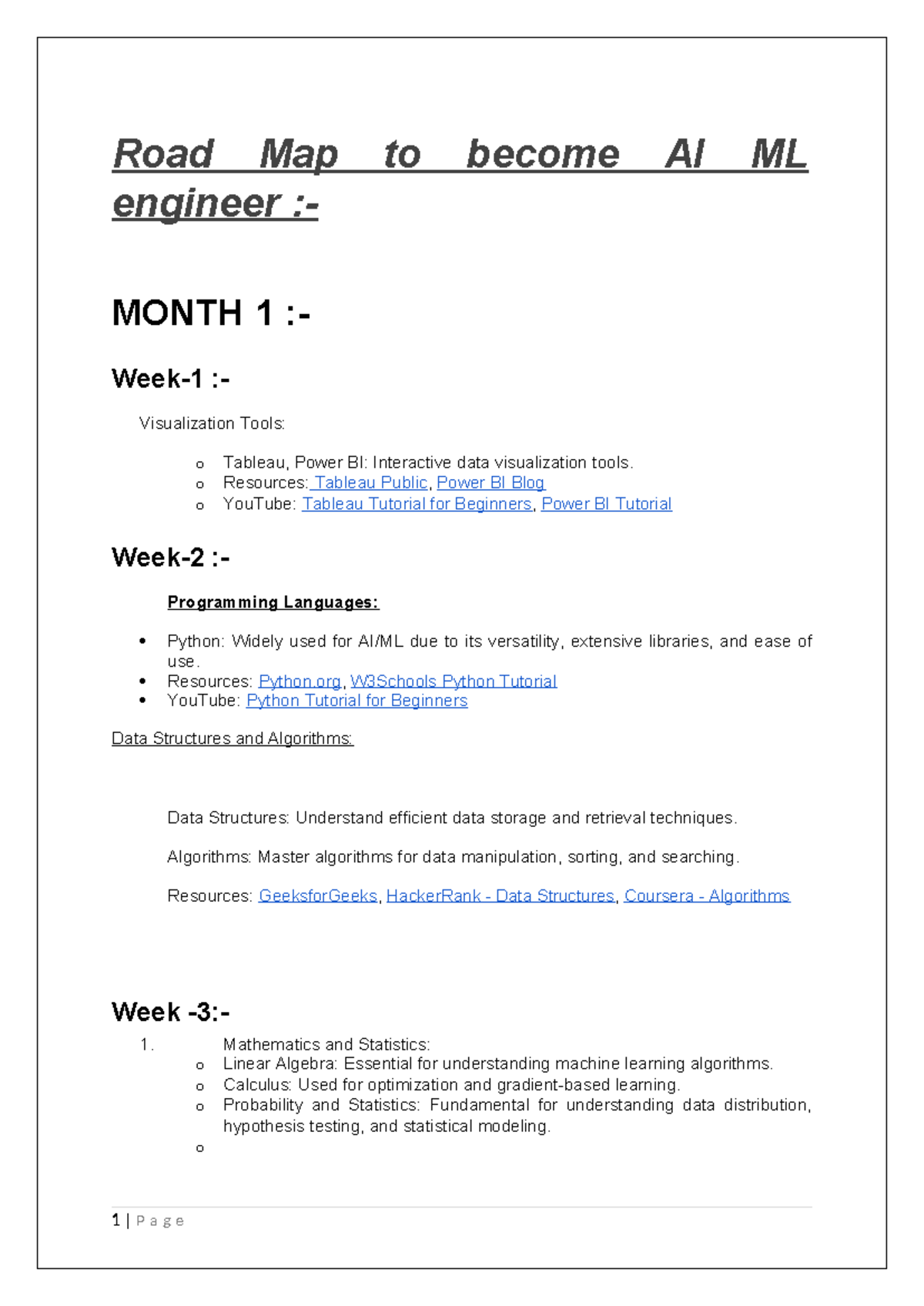 Road Map to become AI ML engineer - Road Map to become AI ML engineer ...