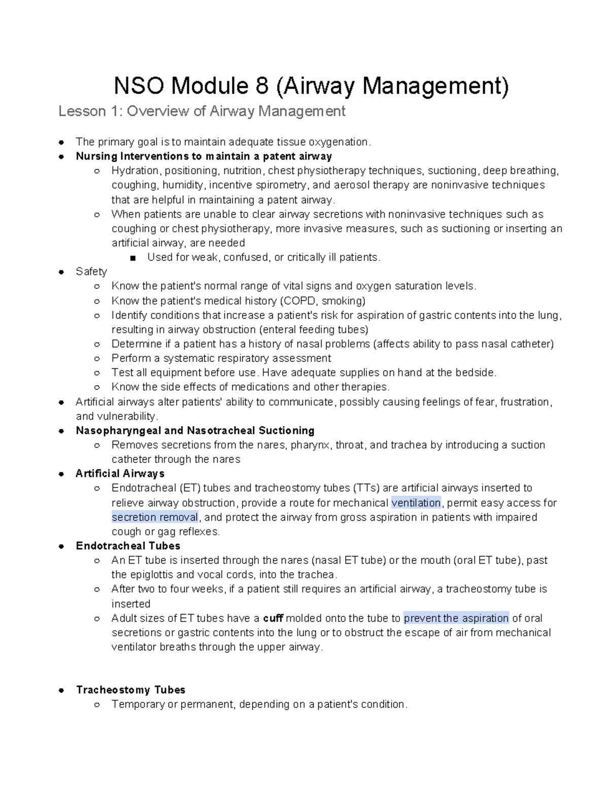 NSO Module 8 (Airway Management) - NSO Module 8 (Airway Management ...