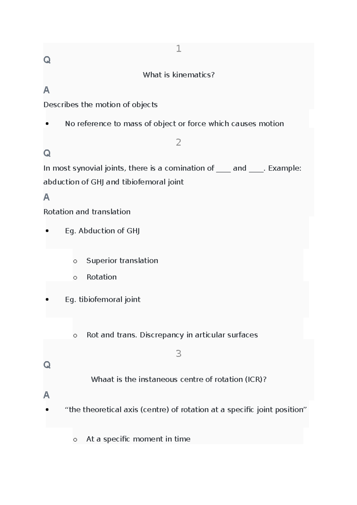 Joints - Summary of joint lecture material including diagrams and notes ...