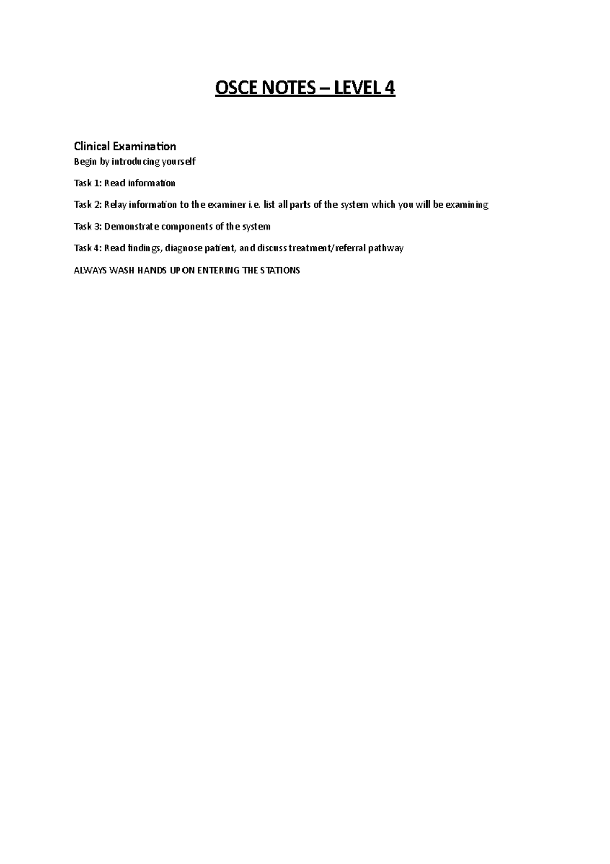 OSCE Notes - Level 4 - PHA111 - Sunderland - Studocu