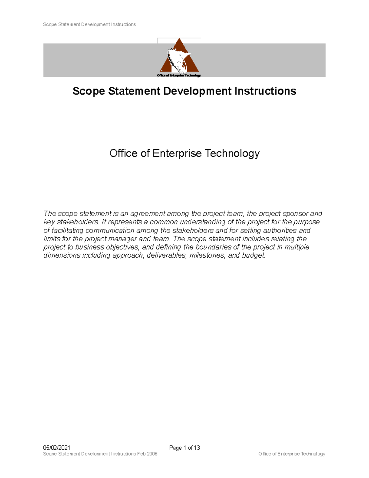 SS Template 2-Advanced - Scope Statement Development Instructions Scope ...