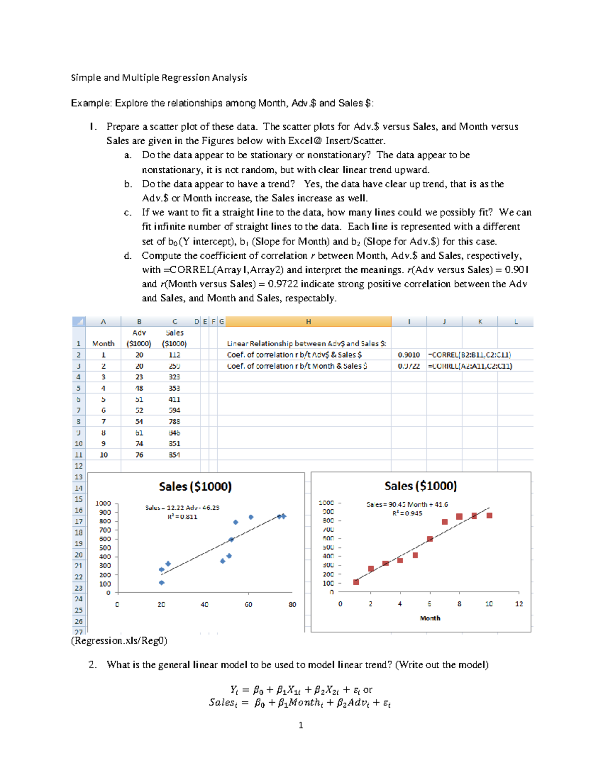 Lecture Regression Grade 8 Simple And Multiple Regression Analysis Example Explore The