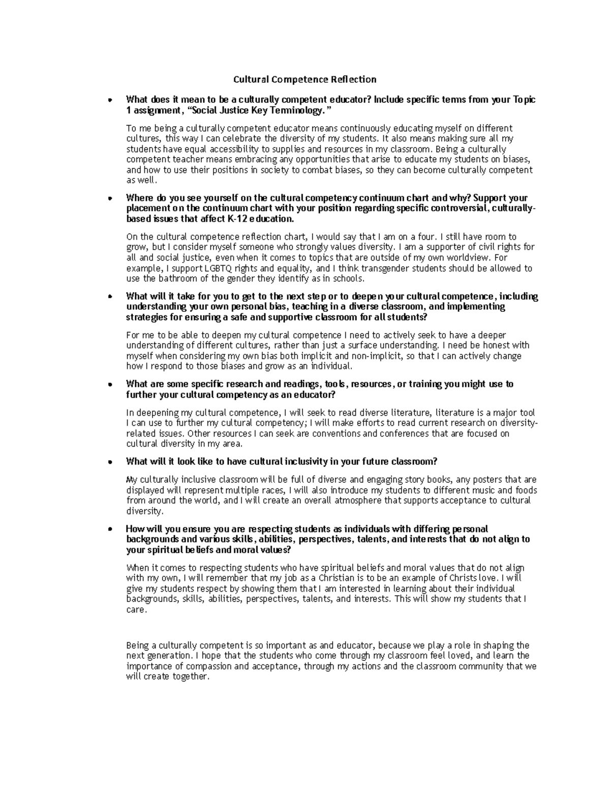 Topic 3 Cultural Competence Speaking Notes - Cultural Competence ...