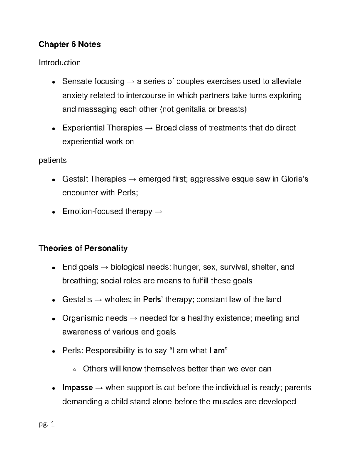 Chapter 6 Notes - Chapter 6 Notes Introduction Sensate focusing → a ...