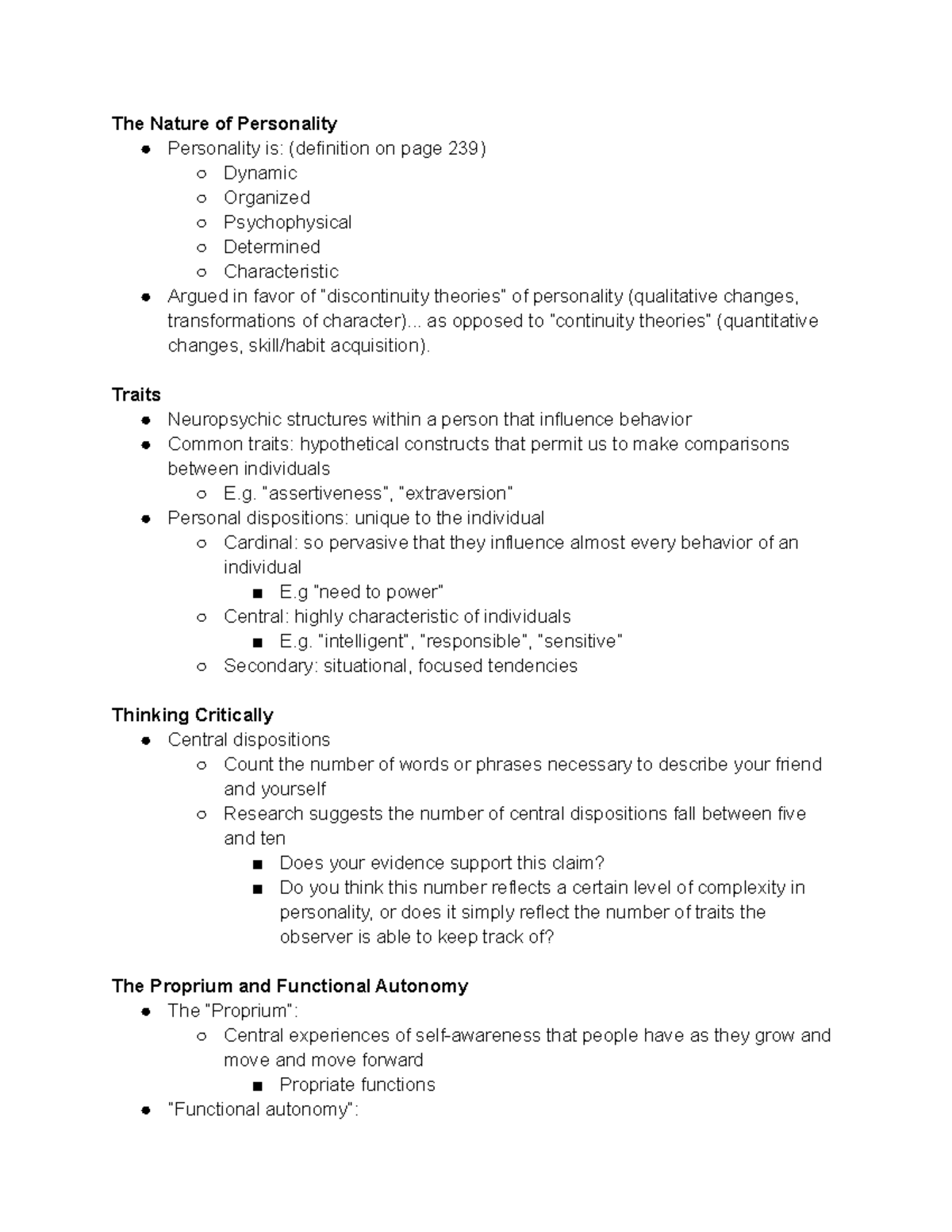 PSY311 Ch. 10 Traits and Personology Gordon Allport, Henry Murray - The ...