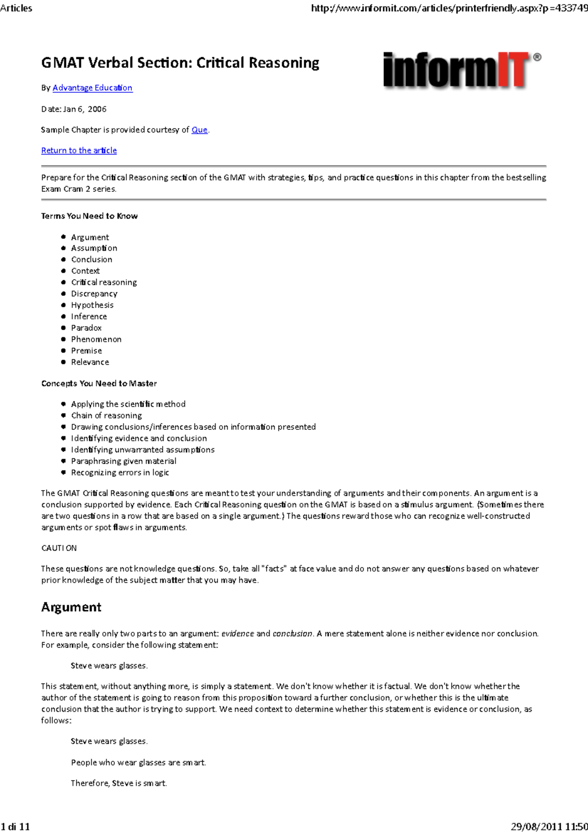 CR question stem + tricky words - GMAT Verbal Sec on: Cri cal Reasoning ...