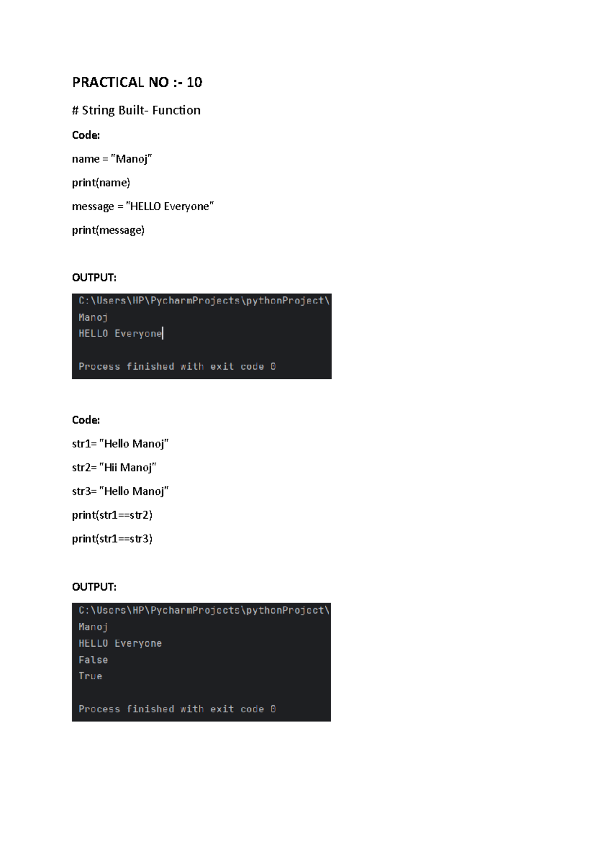 Practical 10 PY - It is very important note - Computer science - PRACTICAL NO :- 10 # String ...