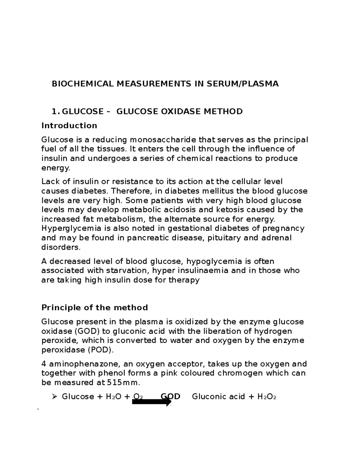 Biochemical Measurements IN Serum - BIOCHEMICAL MEASUREMENTS IN SERUM ...