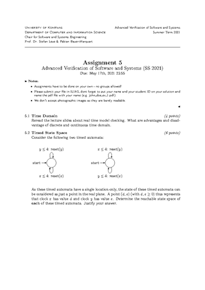 Advanced Model Checking Assignment 6 - University of Konstanz Advanced ...
