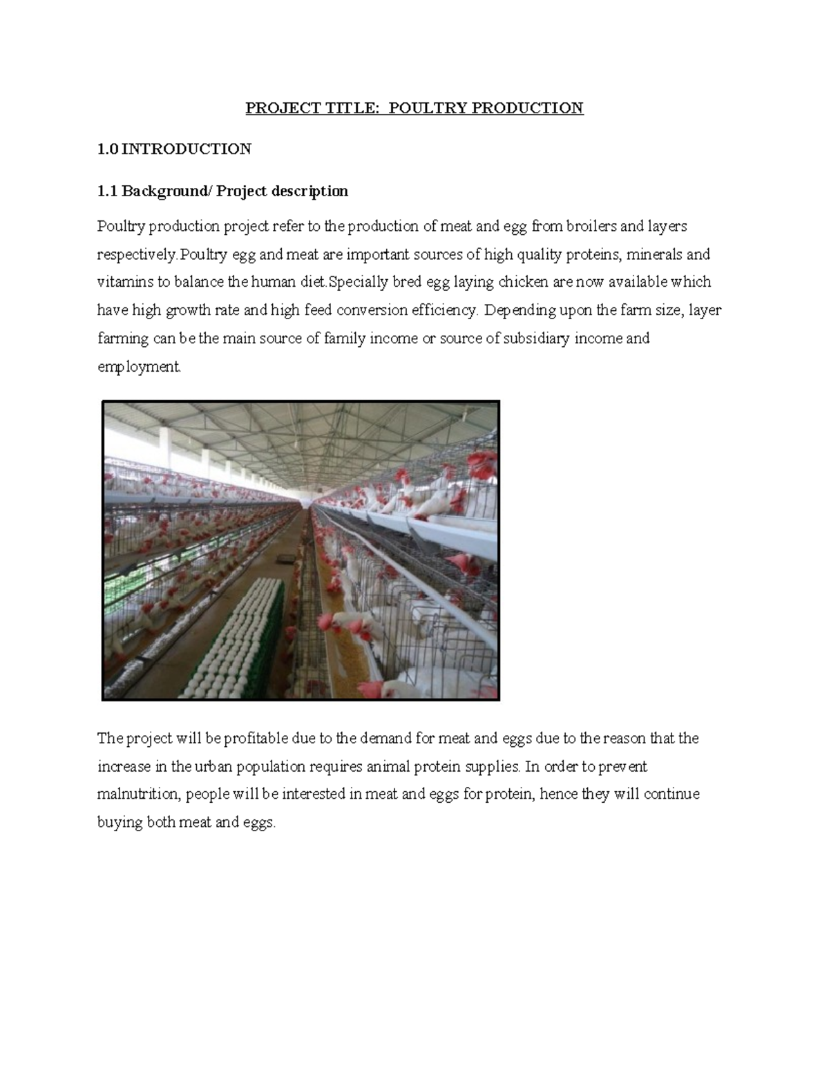 Project Title Poultry Production - PROJECT TITLE: POULTRY PRODUCTION 1 ...