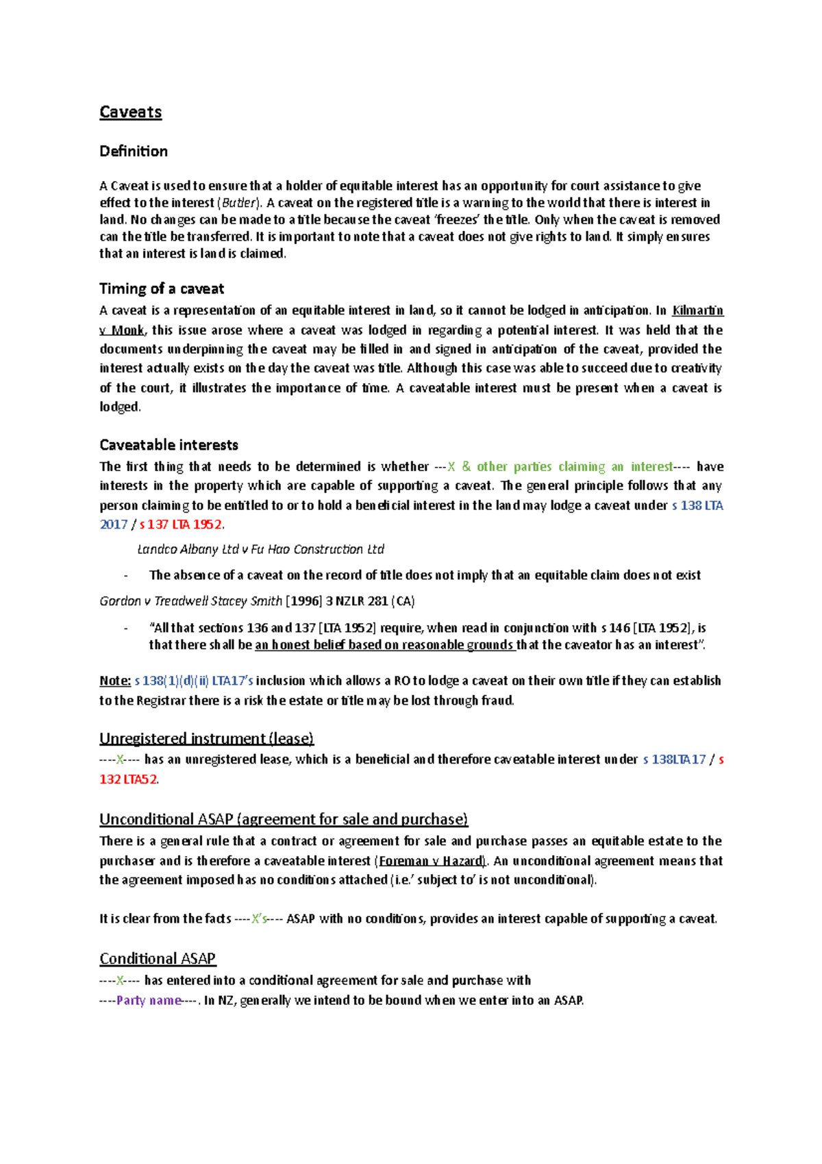 Caveats Exam Notes and Answer Exemplars - Caveats Definition A Caveat ...