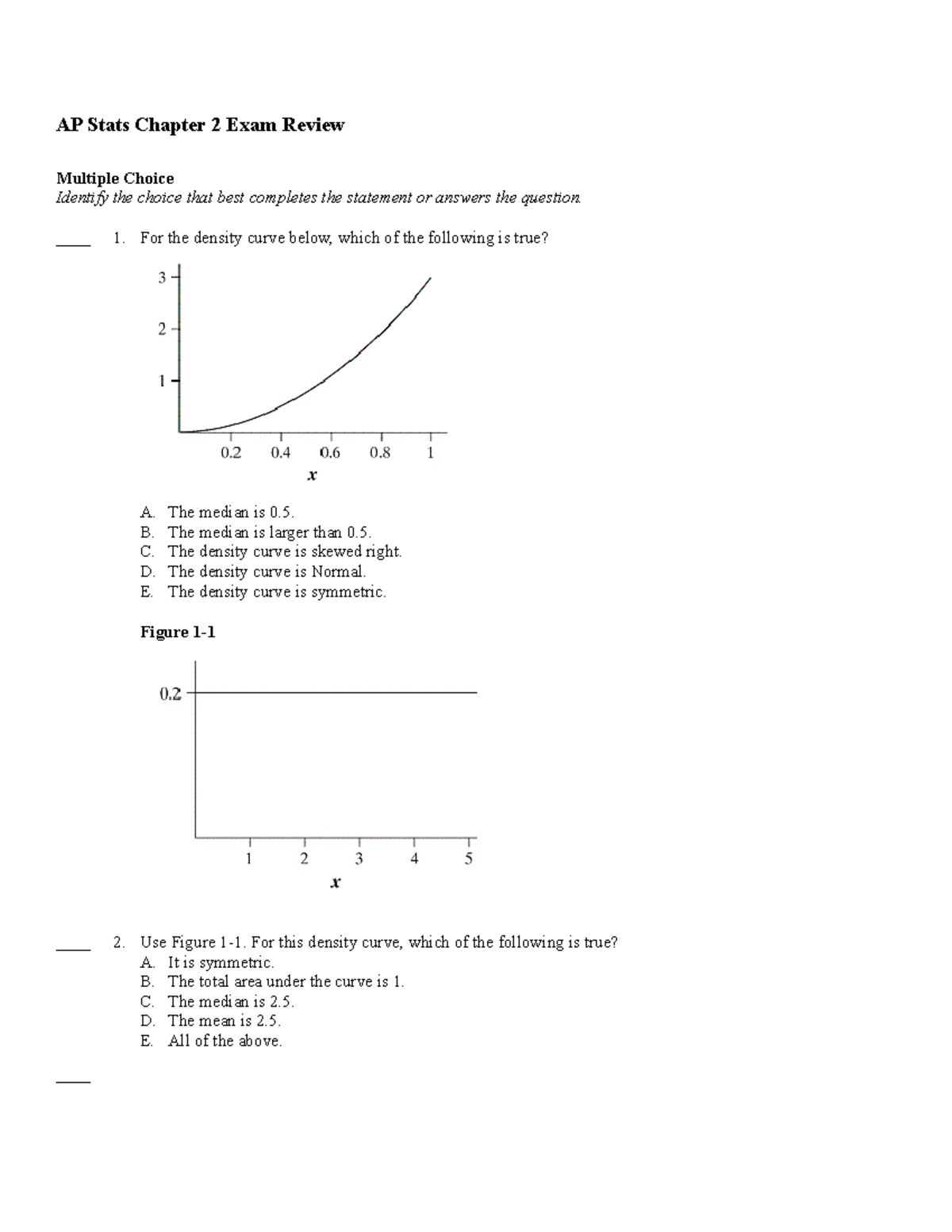 98BD82DD249790 B9981670 A957993 C28 - AP Stats Chapter 2 Exam Review ...
