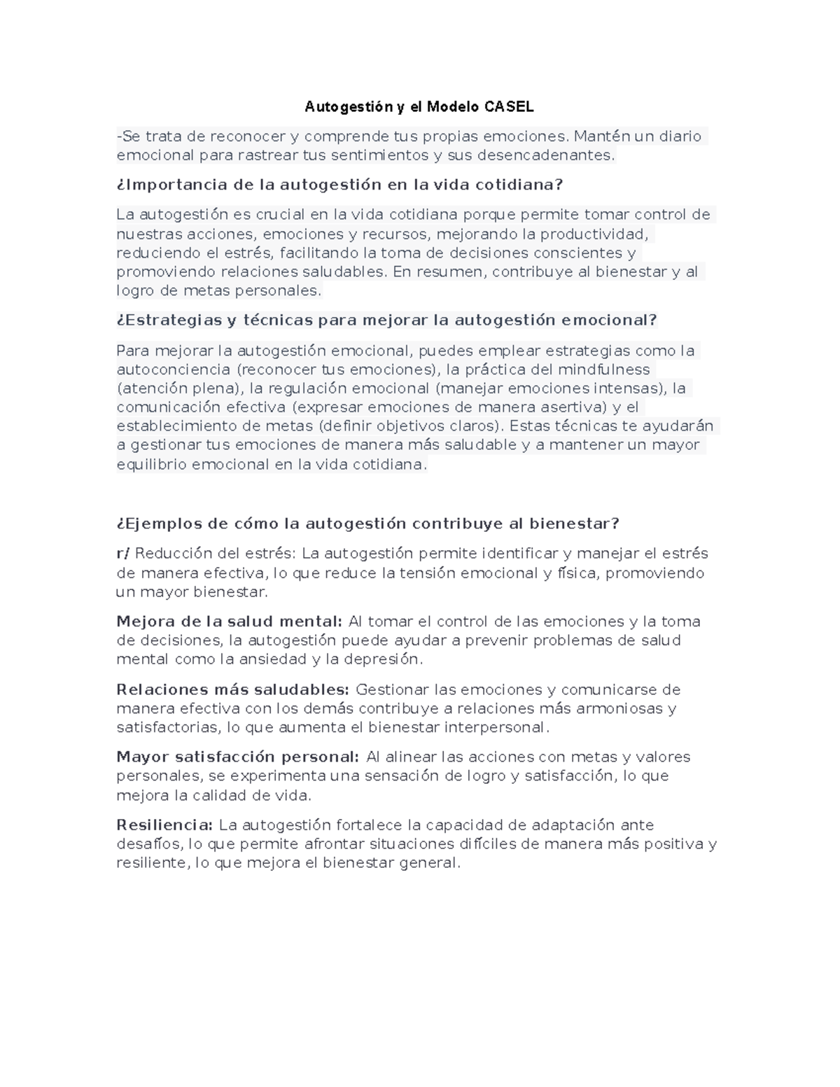 Autogestión y el Modelo Casel cesx - Autogestión y el Modelo CASEL -Se ...