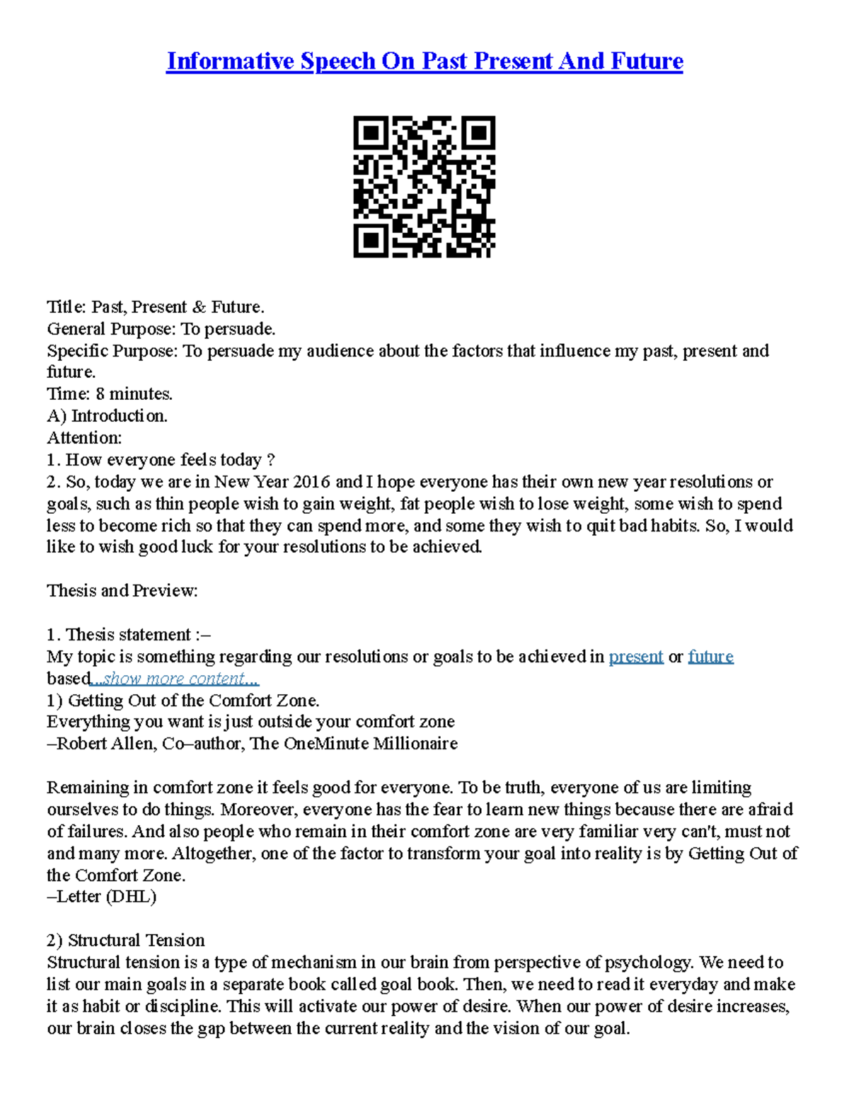 Informative Essay Topic Ideas - Informative Speech On Past Present And ...