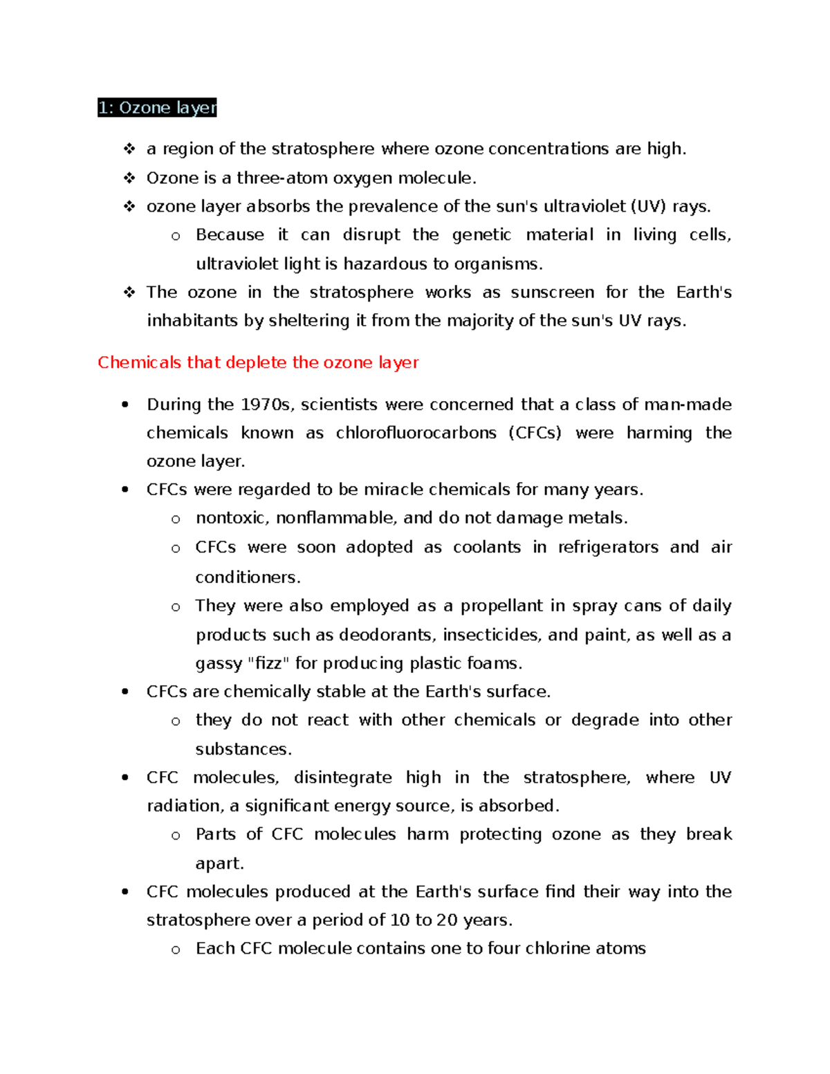 Ozone layer and the Ozone Hole - Lecture notes 1-4 - 1: Ozone layer a ...