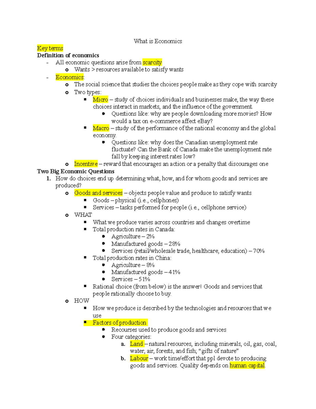 Chapter 1 - what is economics (key terms included) - What is Economics ...