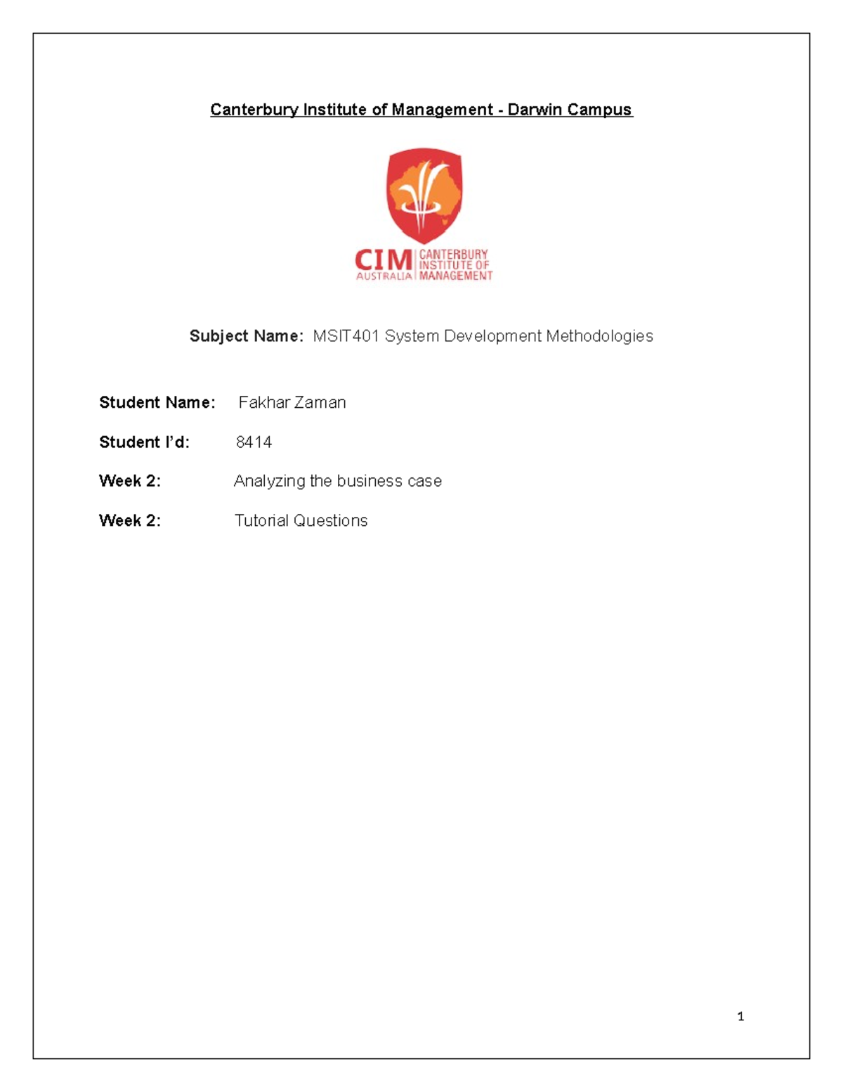 MSIT401 System Development Methodologies - - Studocu