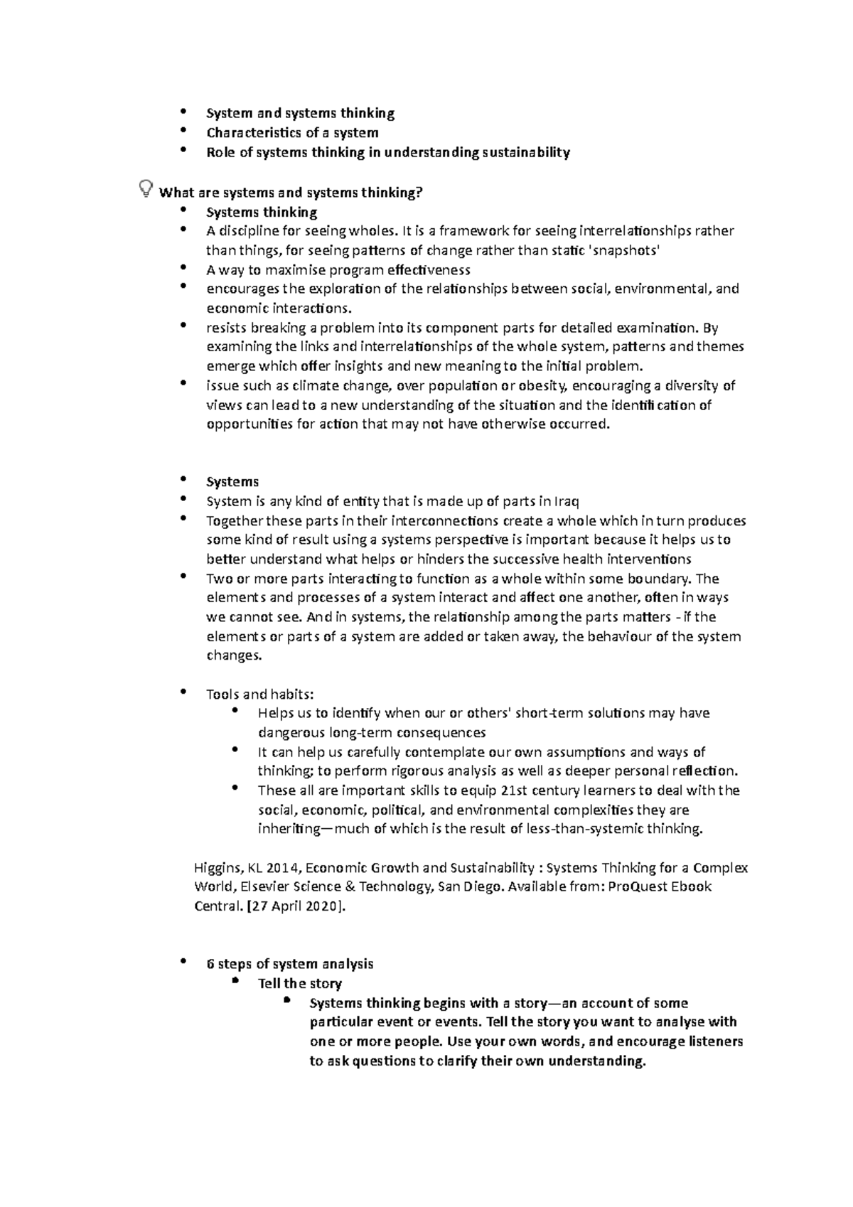BUS1SUS - Note 3 - Summary Notes - System and systems thinking ...