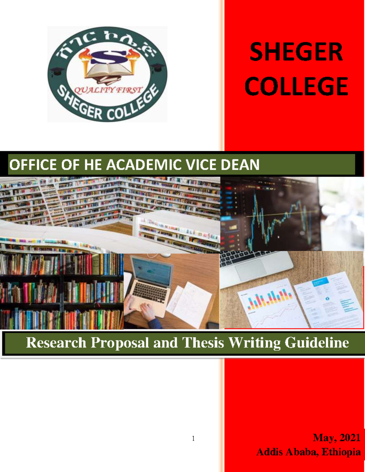 Sheger College - Research proposal and thesis writing guideline - 1 SHEGER COLLEGE OFFICE OF HE ...