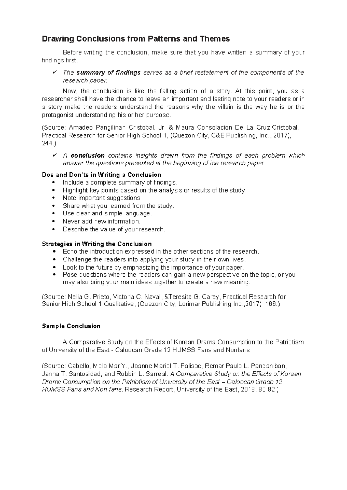 PR1 April 29 30 - Drawing Conclusions from Patterns and Themes Before ...