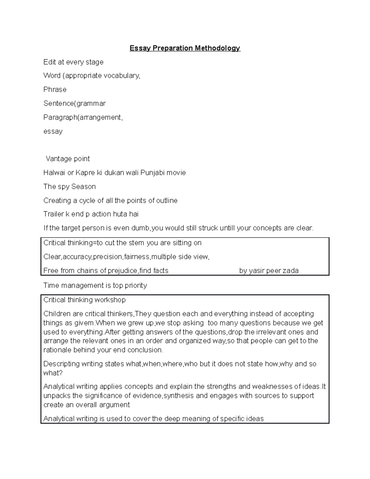 Essay methodolgy - Essay Preparation Methodology Edit at every stage ...