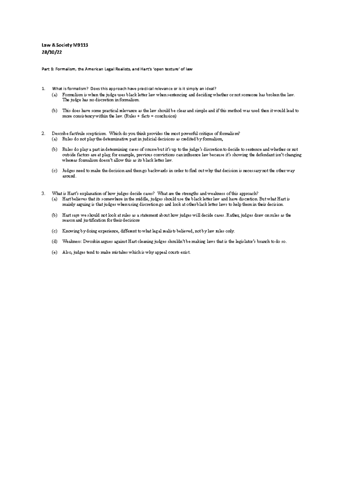 Tutorial 3 - ... - Law & Society M 28/10/ Part 1: Formalism, the ...
