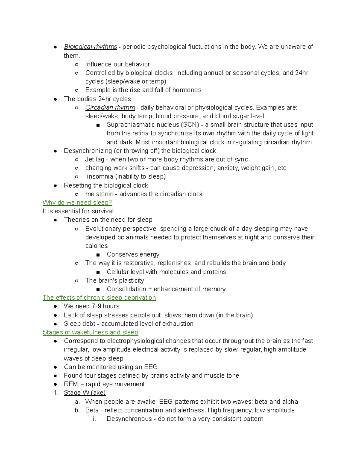 Chapter 4 Psychology - Conciousness (page 2) - Biological rhythms - periodic psychological - Studocu