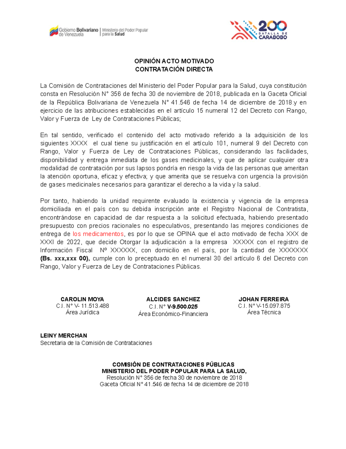 Opinion ACTO Motivado MPPS gases medicinales - OPINIÓN ACTO MOTIVADO ...