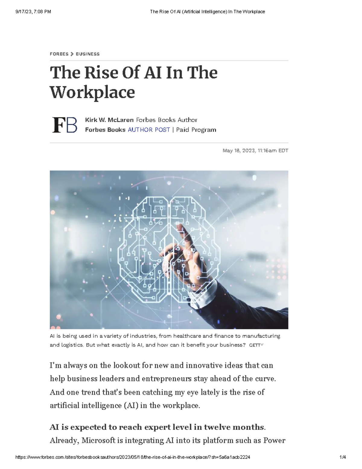 3. The Rise Of AI (Artificial Intelligence) In The Workplace - FORBES ...