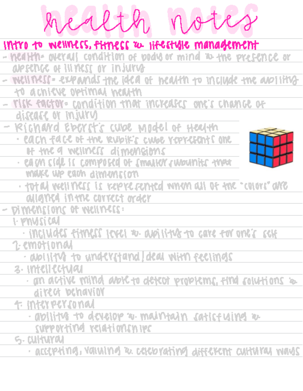 Health - notes for hp 191 at ole miss. - health notes intro to wellness ...