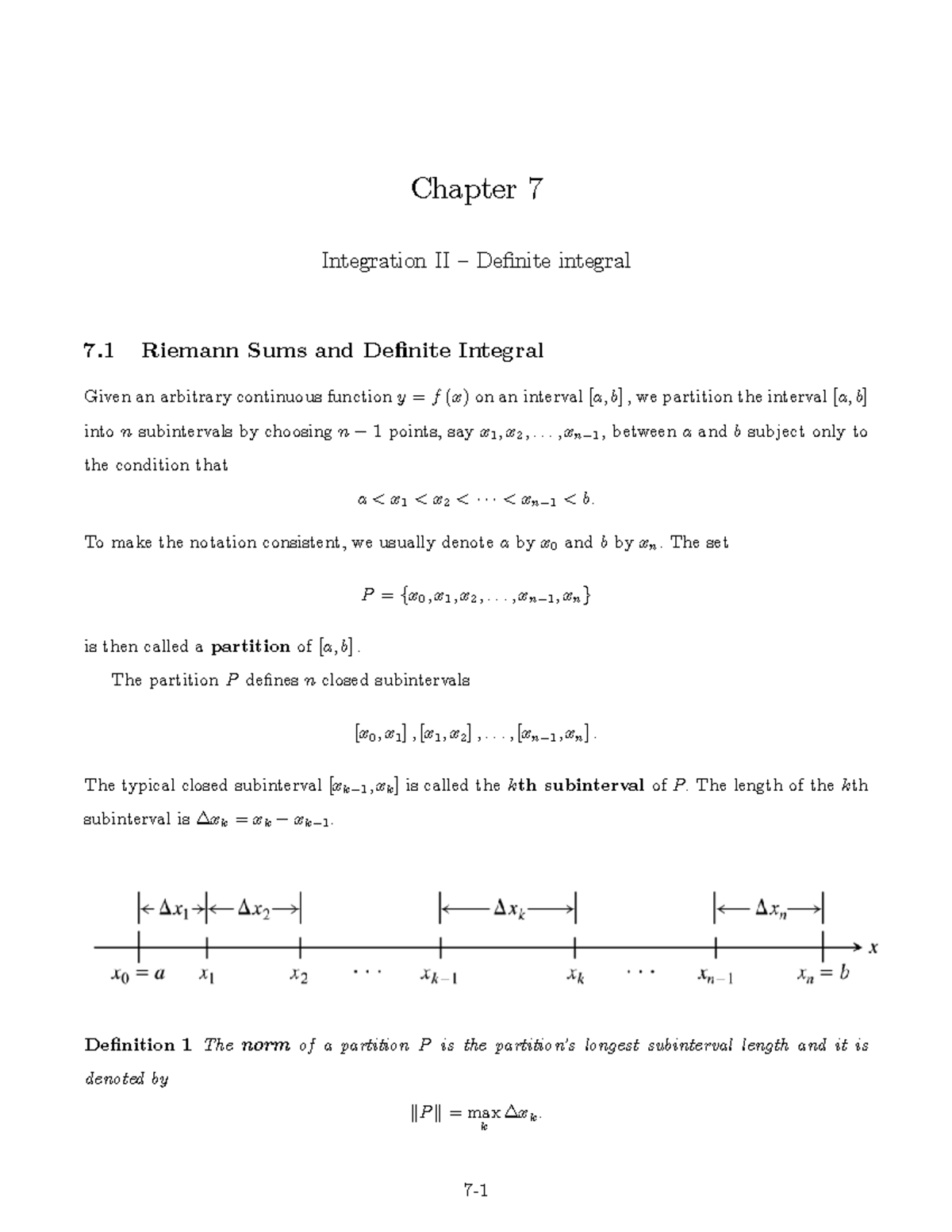 CC2030 Mathematics Chapter 7 Integration II - Definite Integral ...
