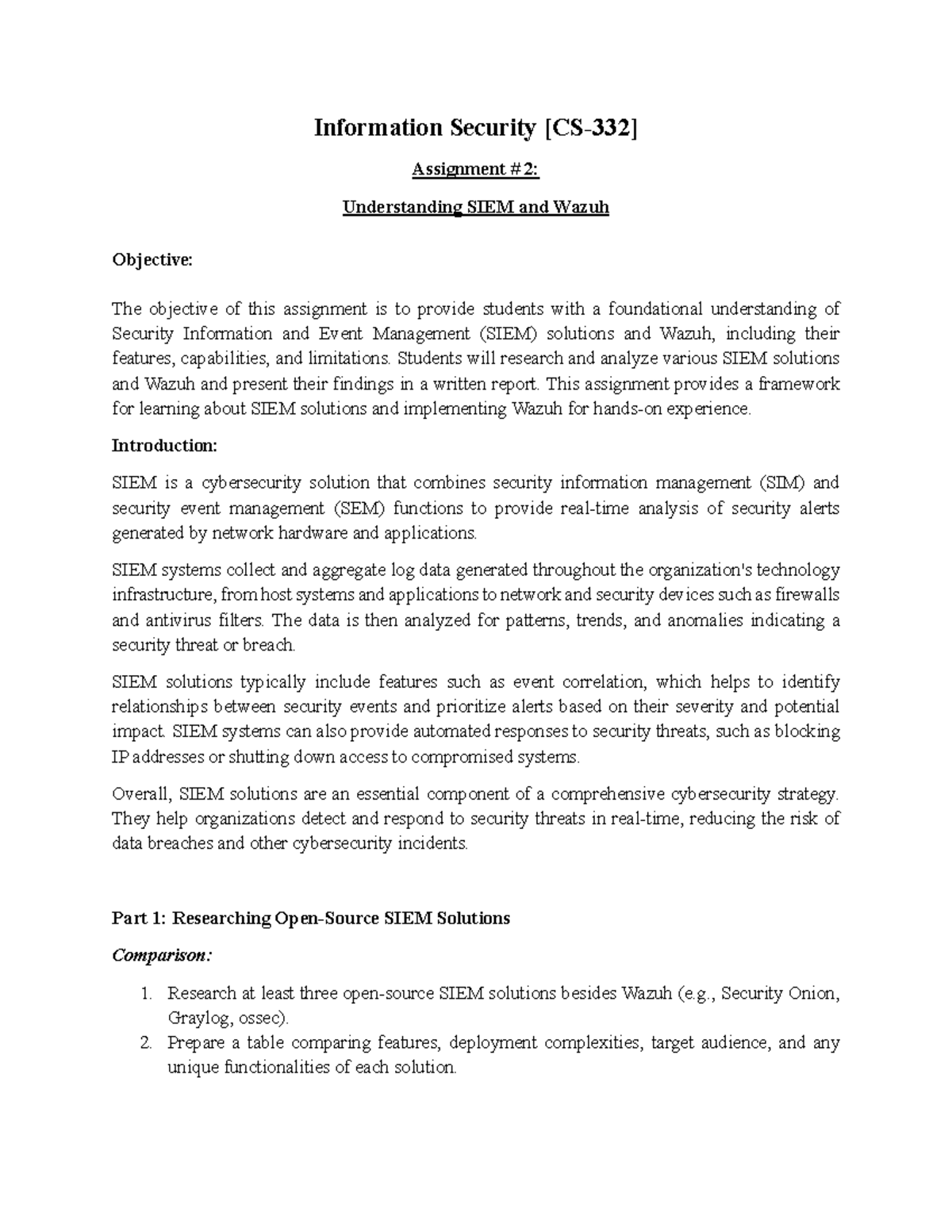 IS Assignment 02 - Assi - Information Security [CS-332] Assignment # 2 ...