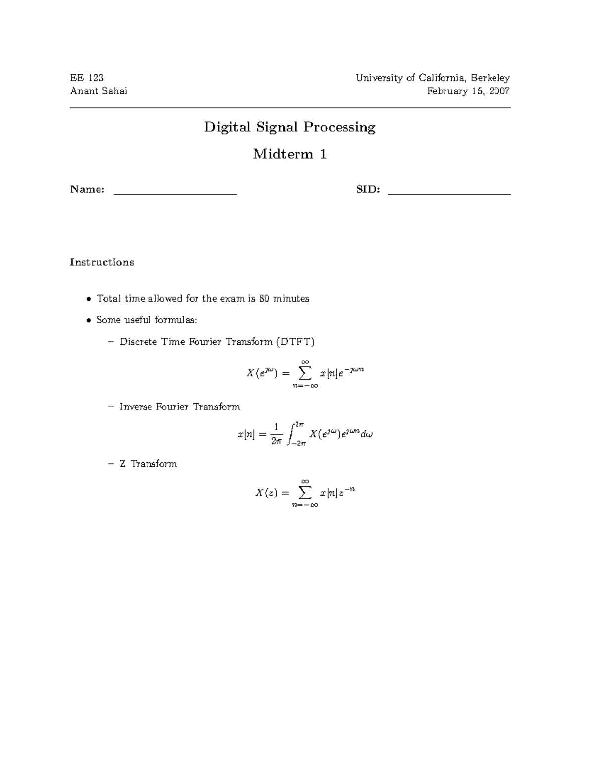 Midterm 1 - Computer architecture - EE 123 University of California ...